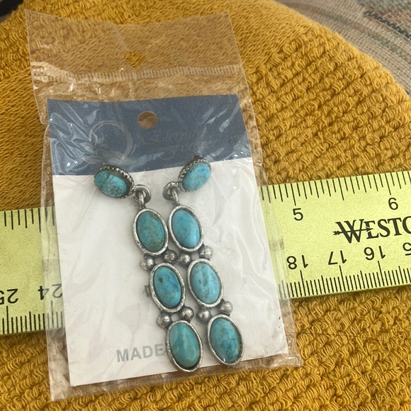 Jewelry | Turquoise Like Silver Tone Earrings | Poshmark